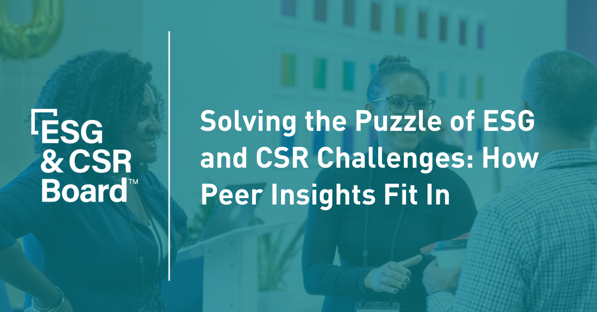 Solving the Puzzle of ESG and CSR Challenges: How Peer Insights Fit In | Board.org